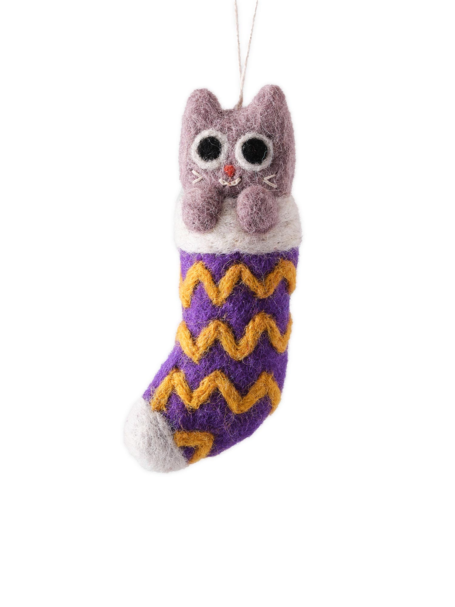 Viv, Cat in Purple Stocking Wool Decoration | Wrap Magazine – YOD&CO